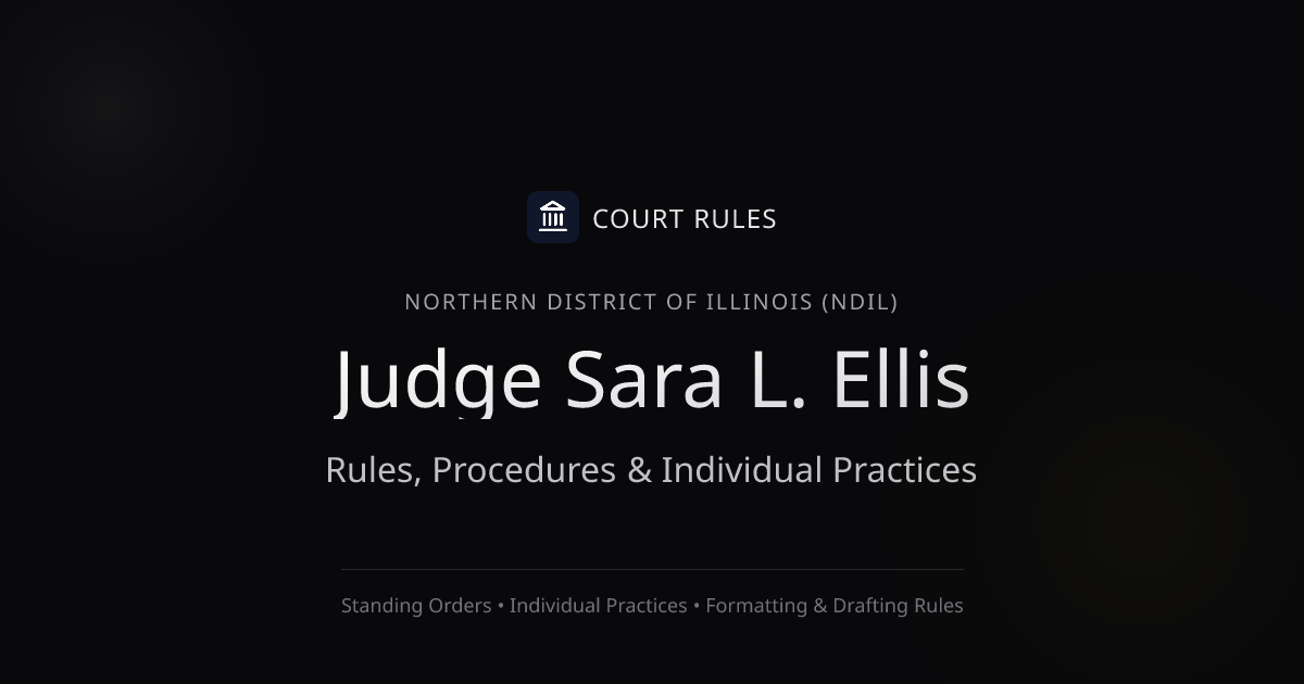 Judge Sara L. Ellis Individual Rules & Standing Orders - Northern ...